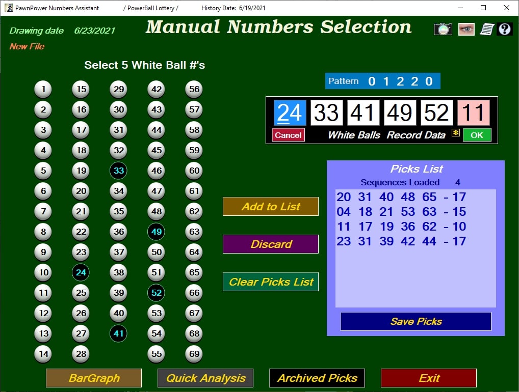 Powerball Numbers Assistant / Screen-Shots